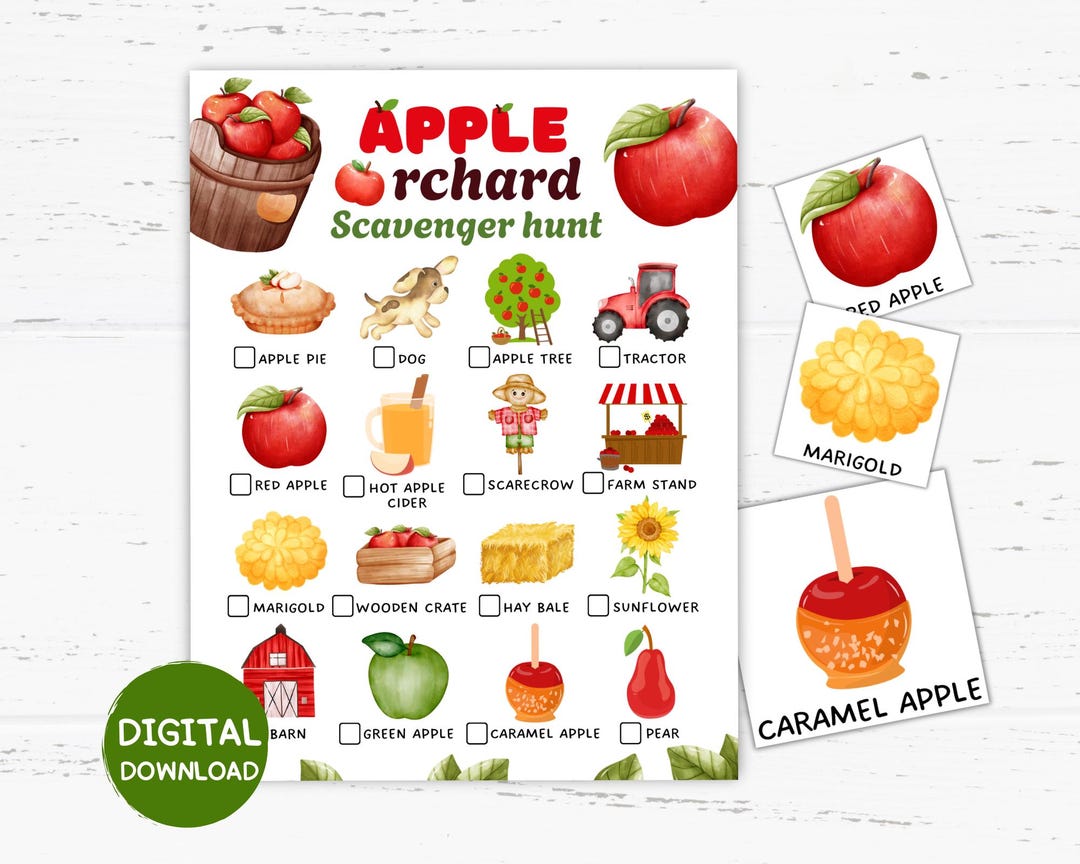 Apple Orchard Scavenger Hunt Printable, Fall Scavenger Hunt, Fall ...