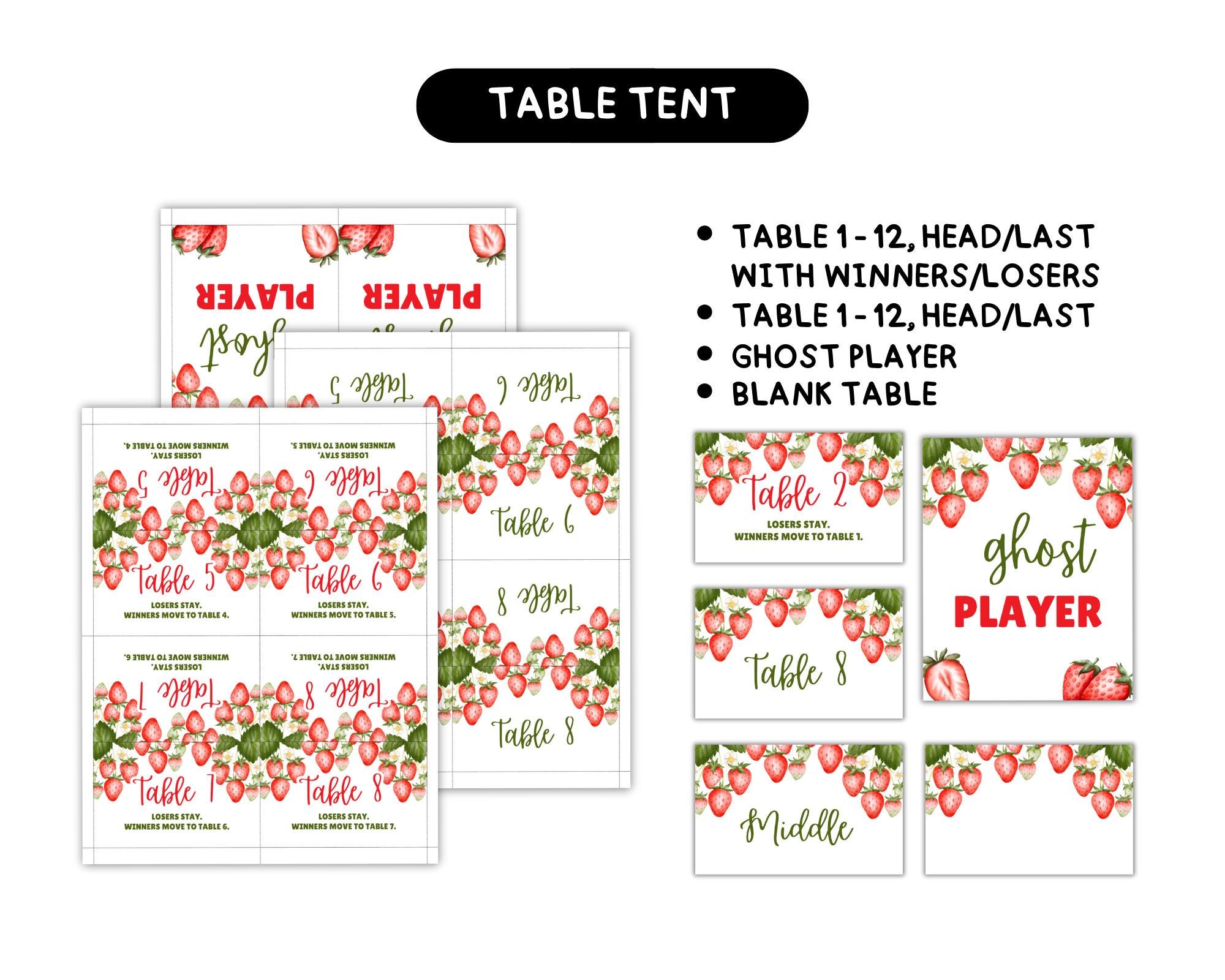 Strawberry Bunco Score Card Printable, Tally Sheets, Strawberry Games ...