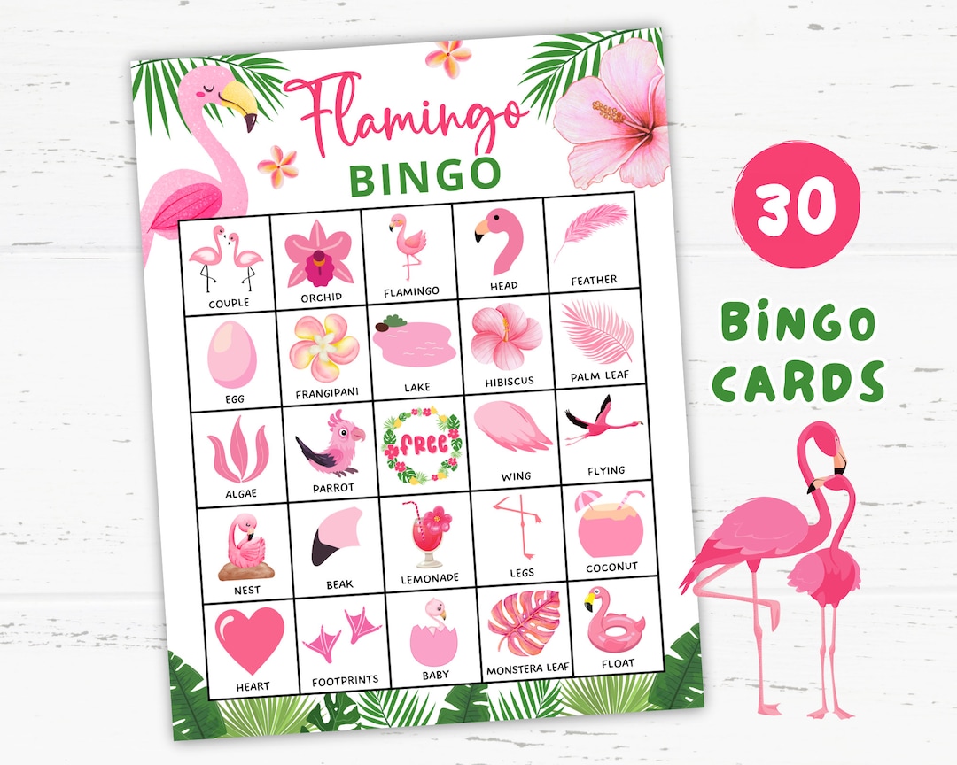 Flamingo Bingo Cards Printable, Pink Flamingo Games, Flamingo Party ...