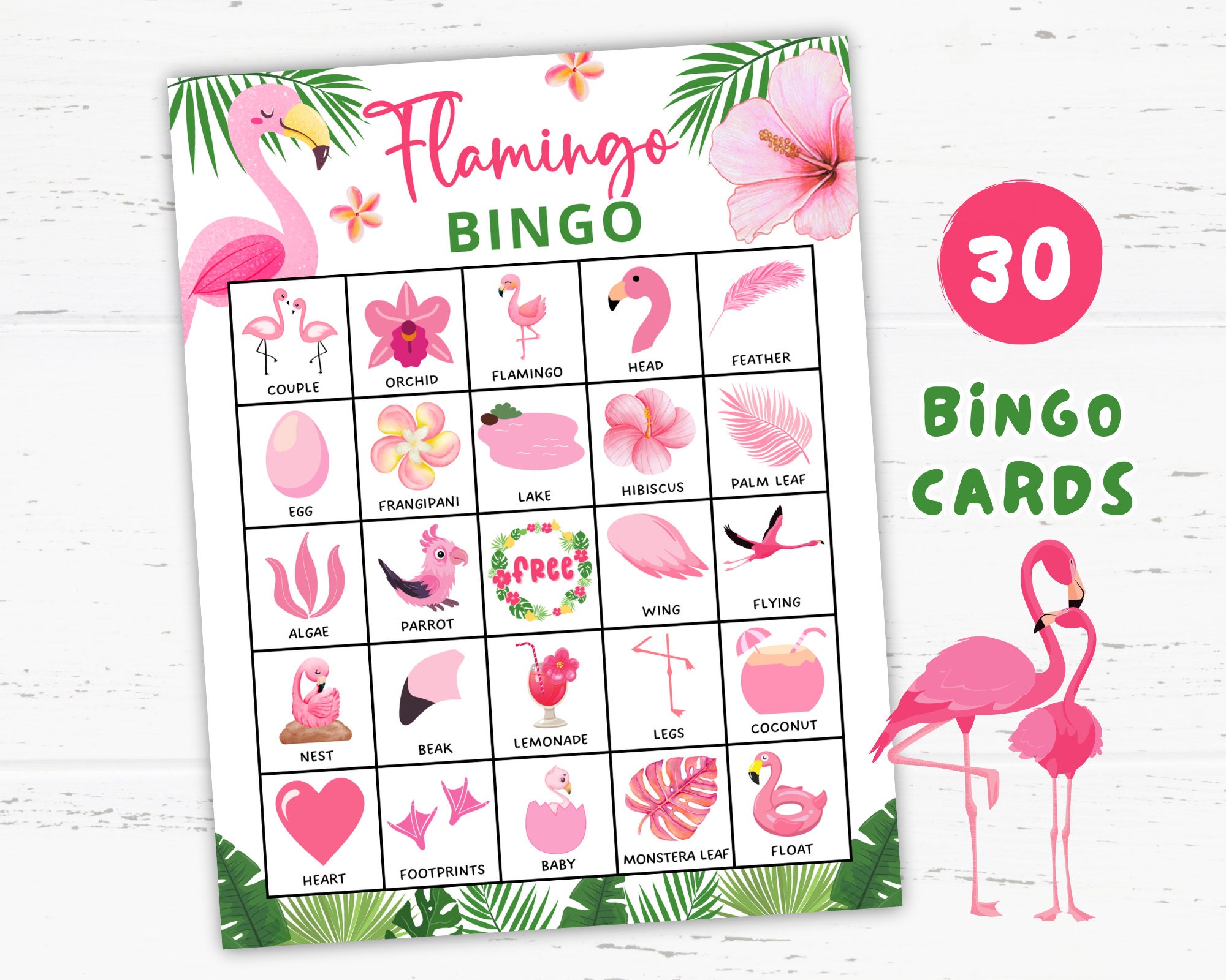 Flamingo Bingo Cards Printable, Pink Flamingo Games, Flamingo Party ...
