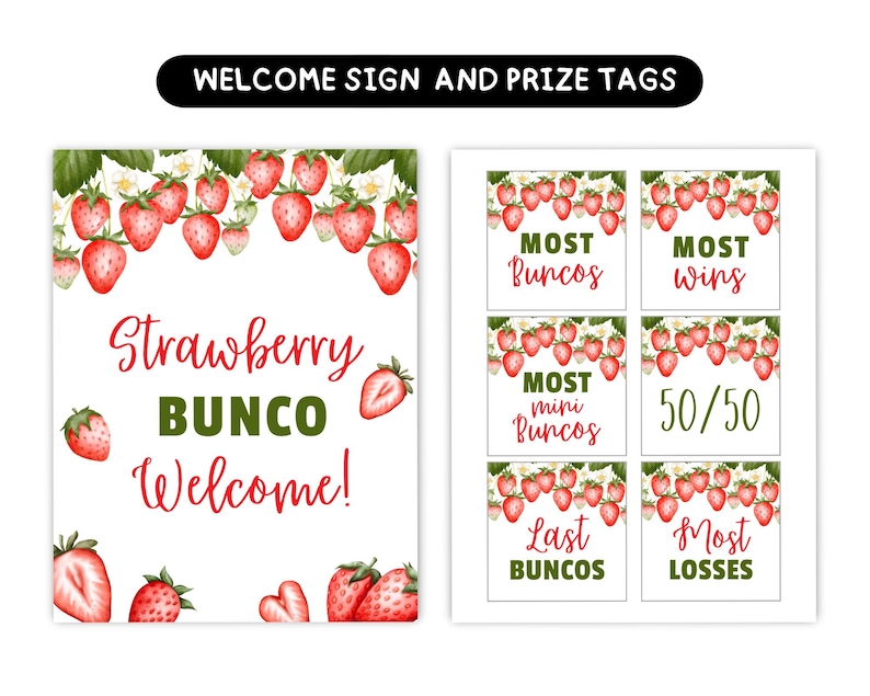 Strawberry Bunco Score Card Printable, Tally Sheets, Strawberry Games ...