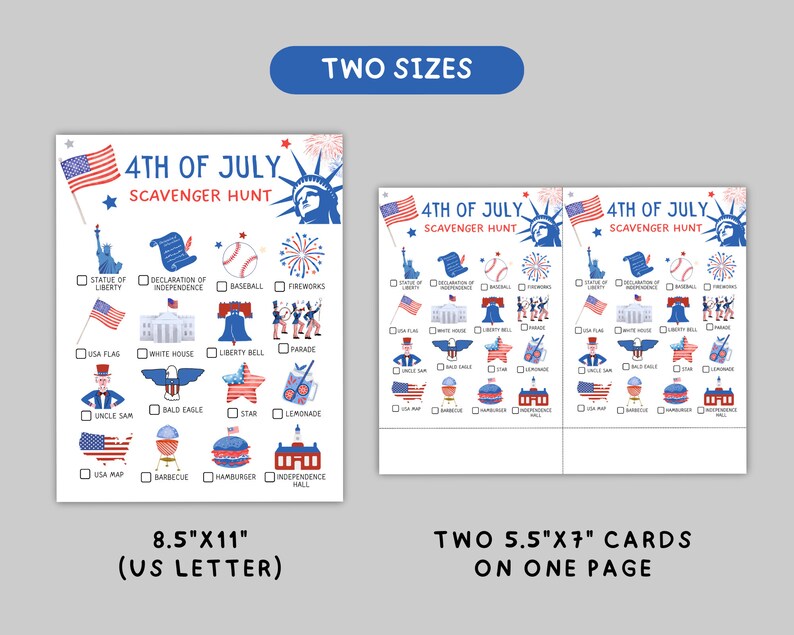 4th of July Scavenger Hunt Printable, 4th of July Party Games, Fourth ...