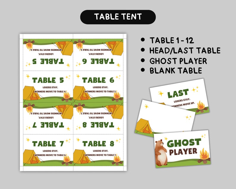 Camping Bunco Score Cards Printable, Camping Tally Sheets, Camping ...