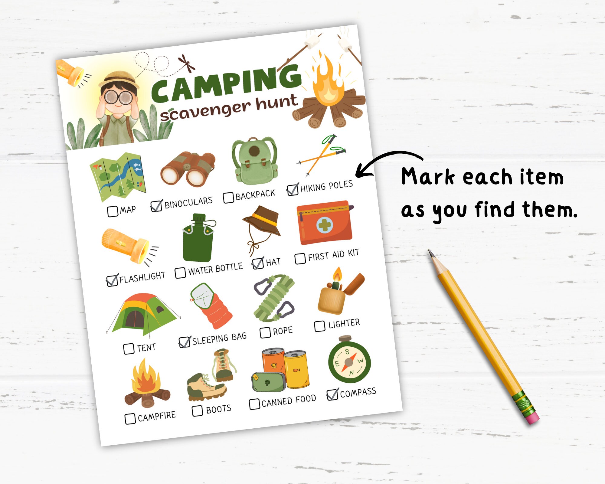 Camping Scavenger Hunt Printable, Camping Games for Kids, Teens ...