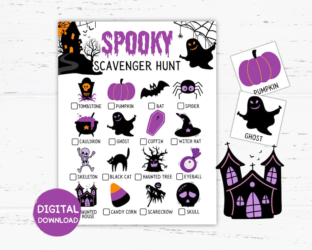 Spooky Scavenger Hunt Game Printable, Halloween Scavenger Hunt ...
