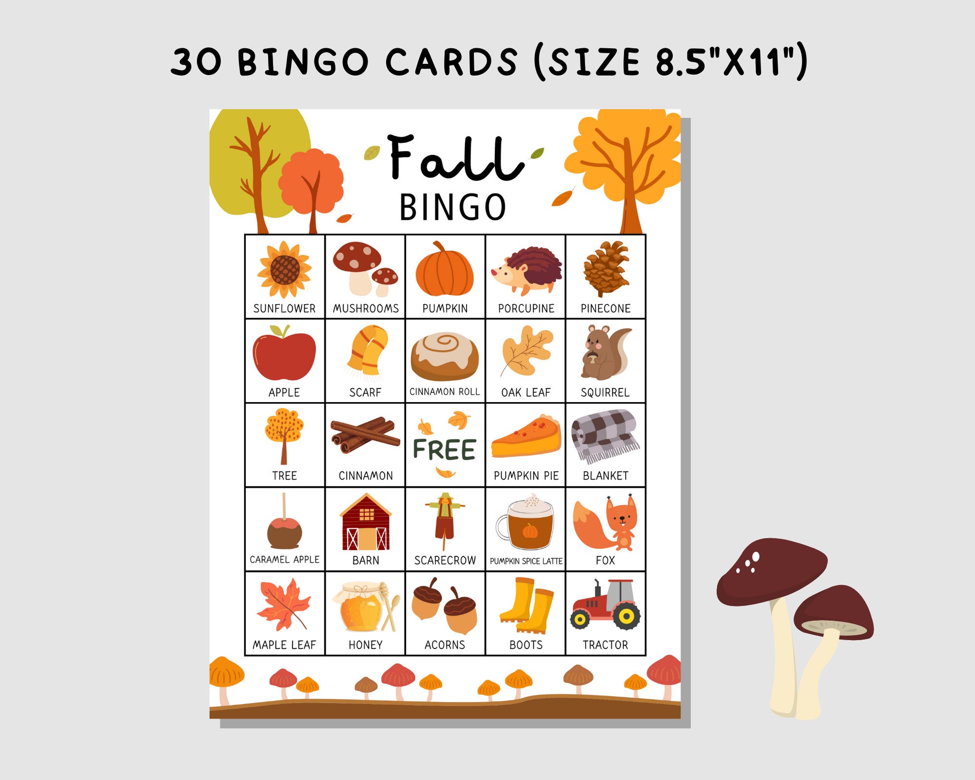 Fall Bingo Cards Printable, Fall Games Printable, Fall Activity Sheets ...