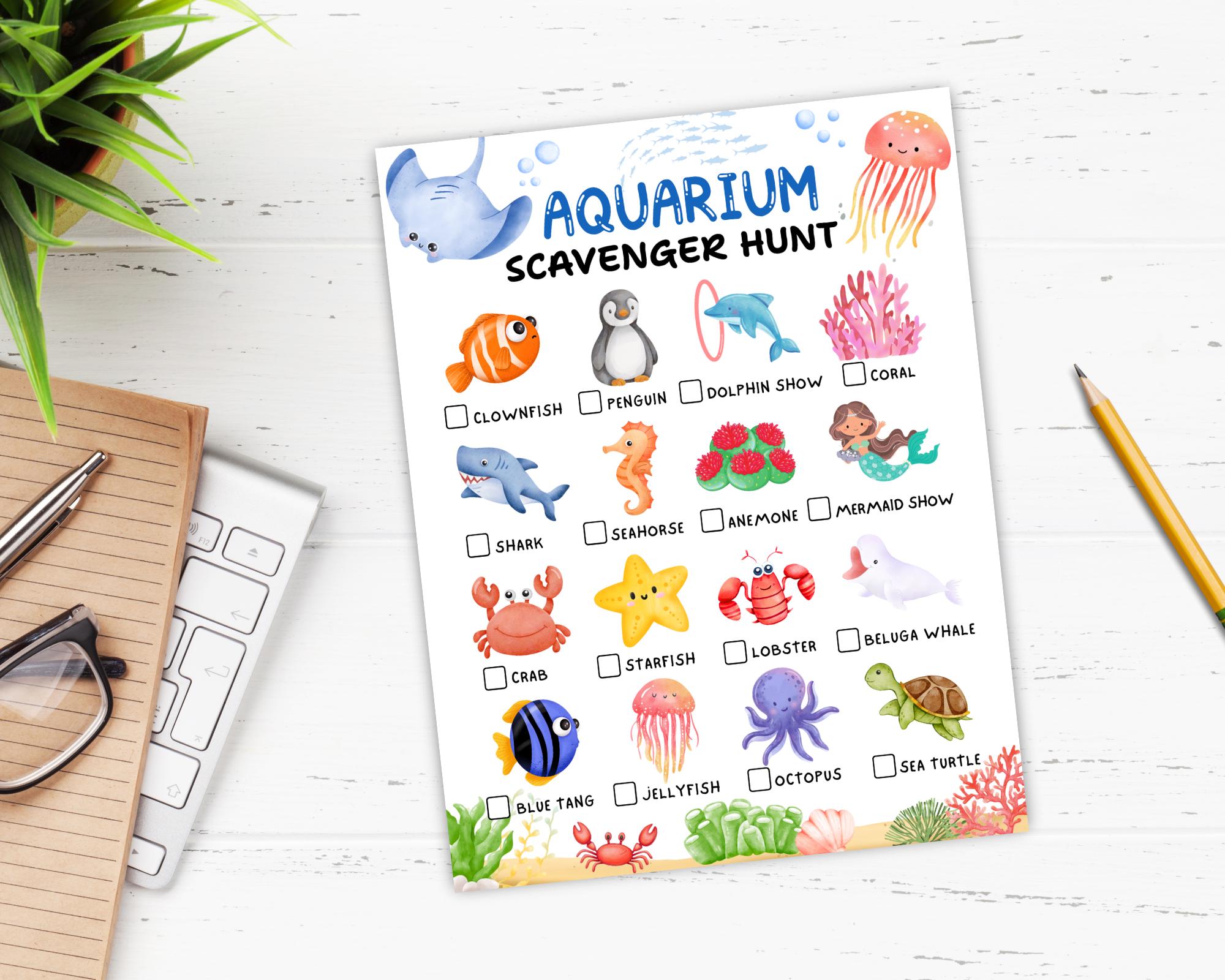Aquarium Scavenger Hunt Printable, Fun Ocean Animal Hunt for Kids ...