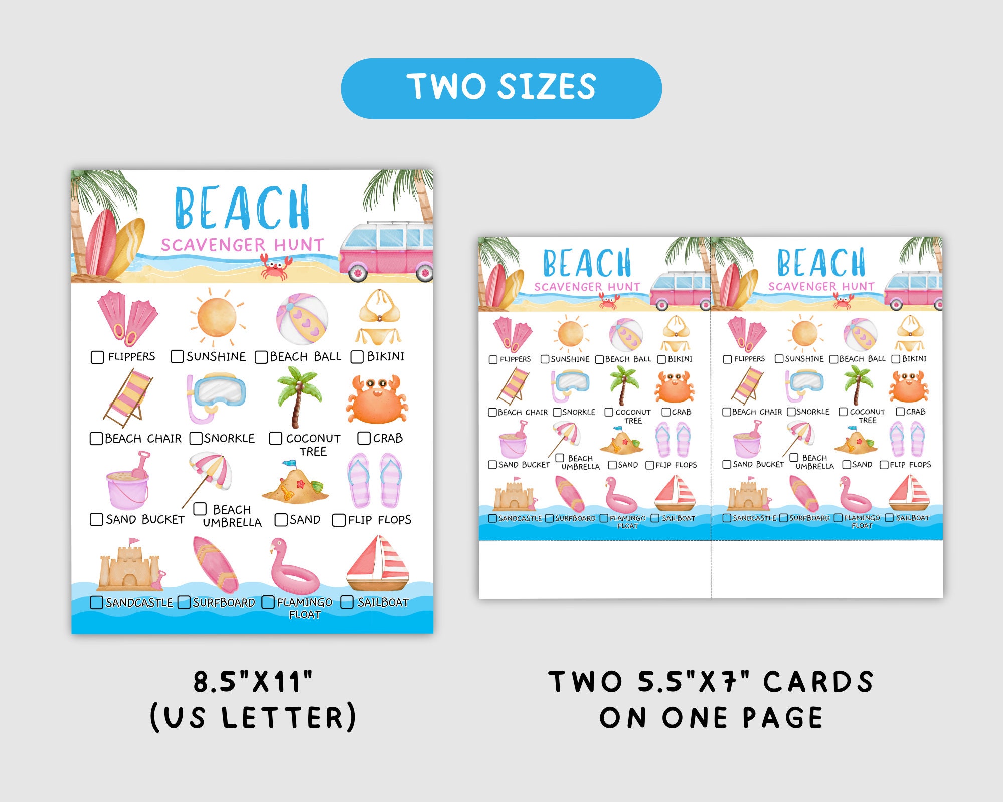 Beach Scavenger Hunt Printable, Summer Scavenger Hunt, Indoor Scavenger ...