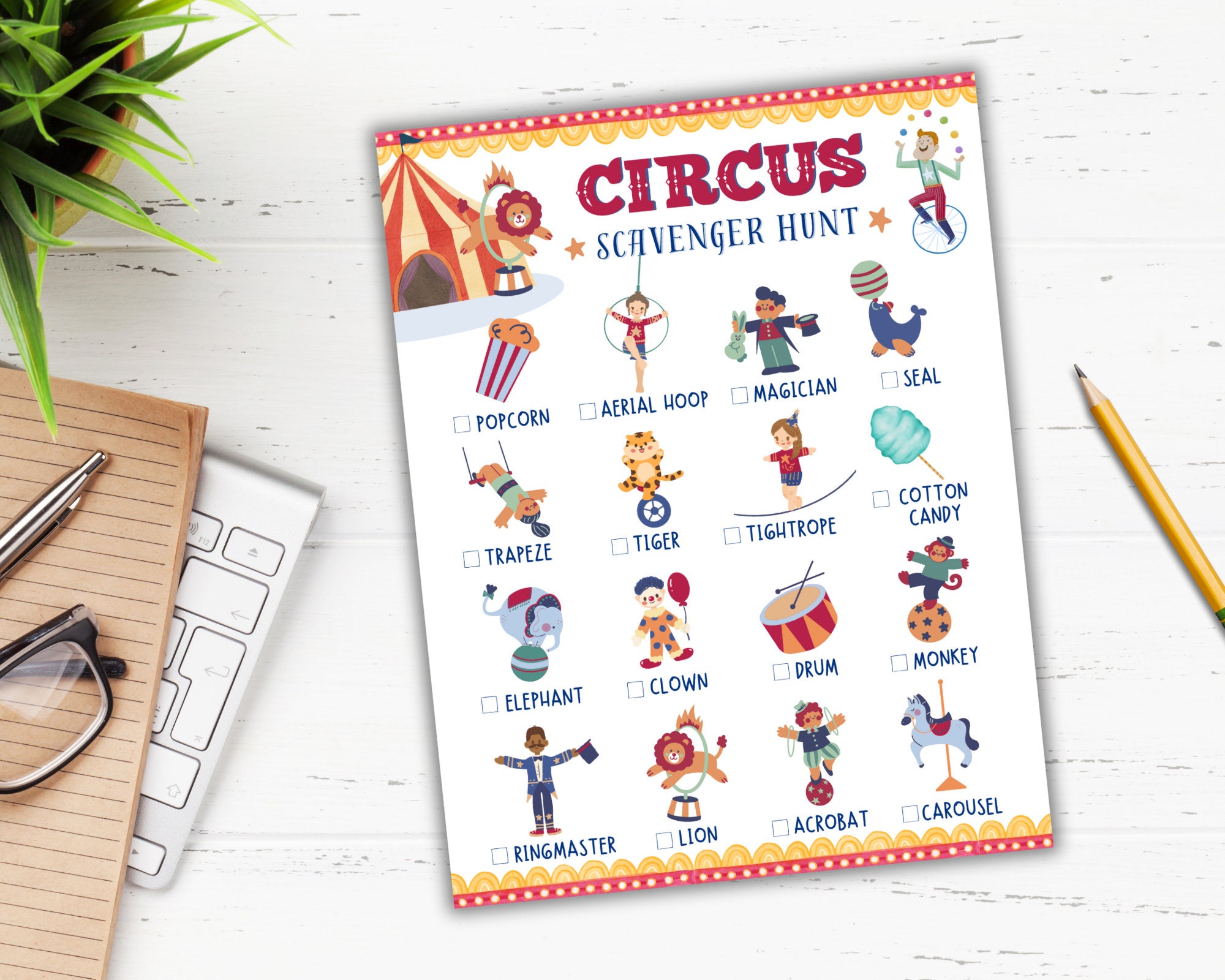 Printable Circus Scavenger Hunt, Indoor Circus Scavenger Hunt for Kids ...
