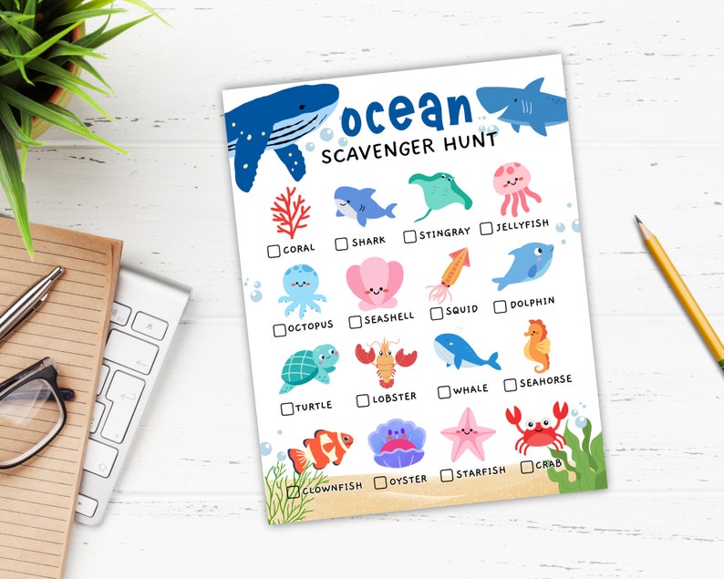 Ocean Scavenger Hunt Printable, Under the Sea Scavenger Hunt, Ocean ...