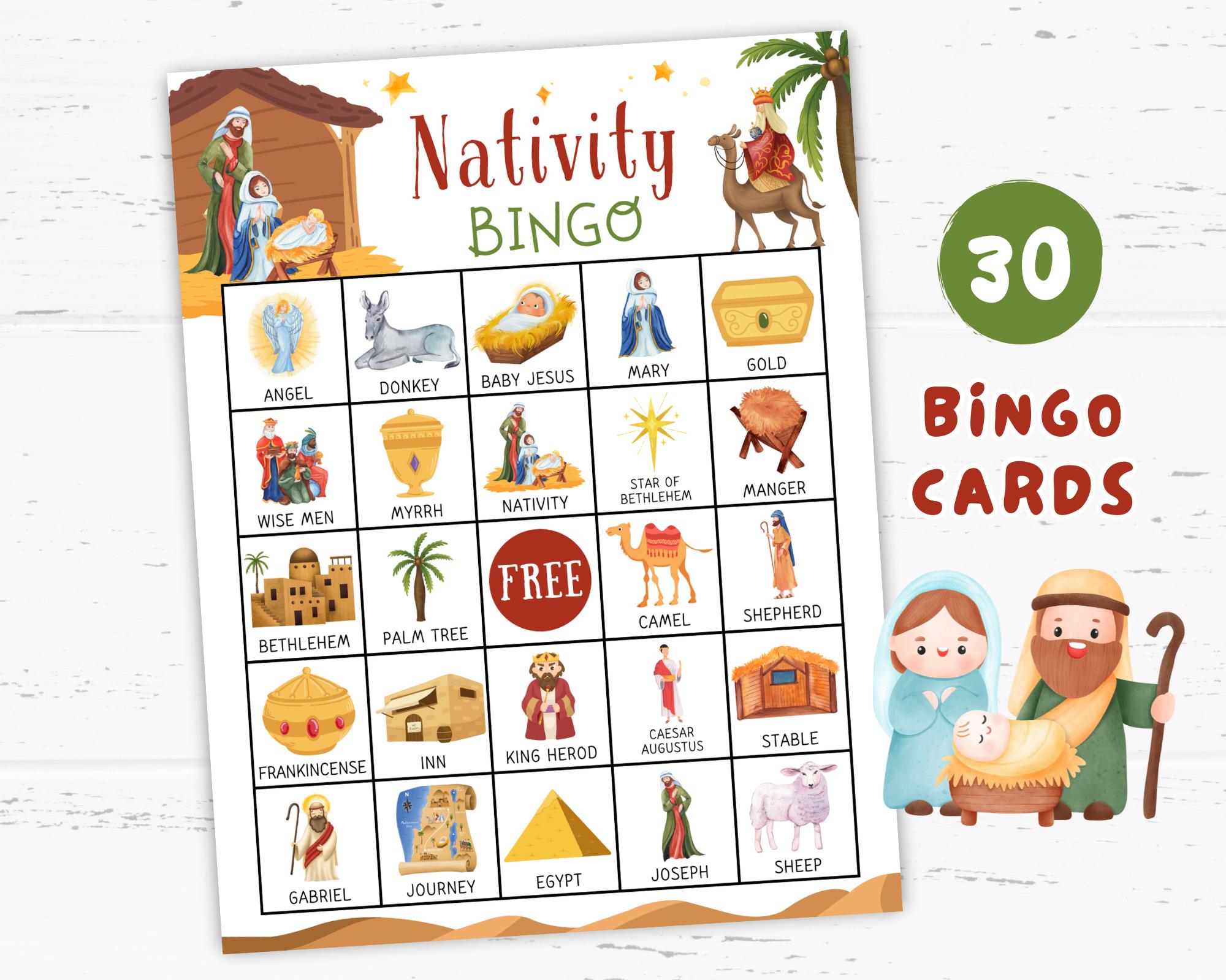 Nativity Bingo Game Cards Printable, Christmas Bingo Sheets, Nativity ...