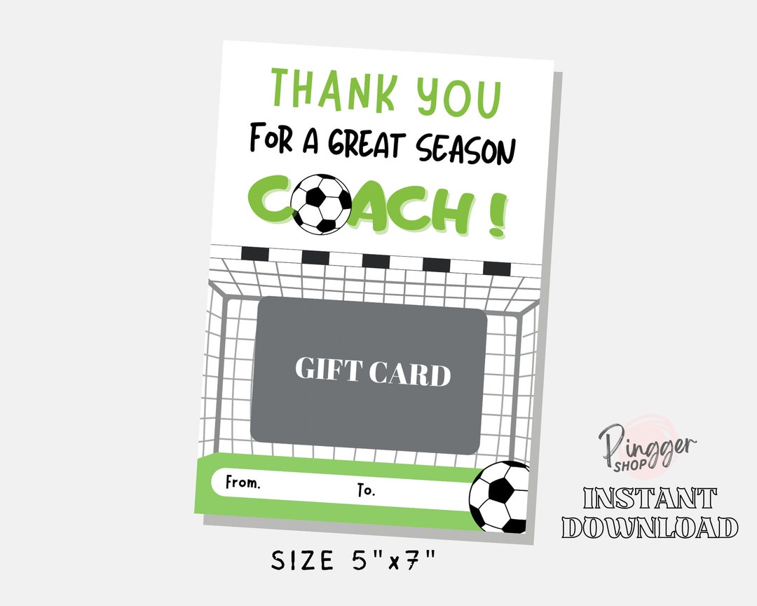 Soccer Coach Gift Card Holder Thank You for A Great Season - Etsy