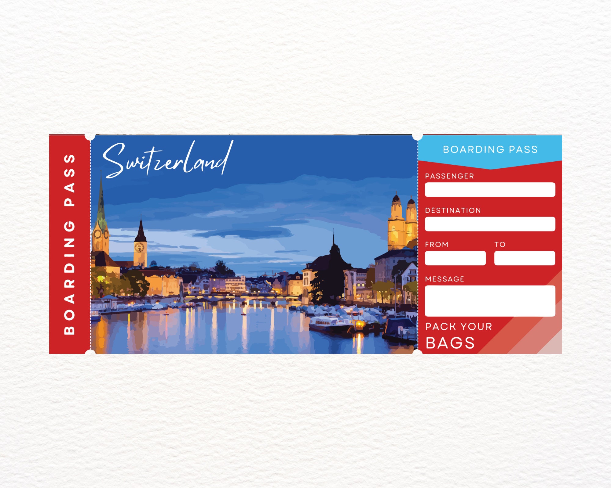 Switzerland Surprise Trip Ticket, Surprise Ticket, Boarding Pass Place ...