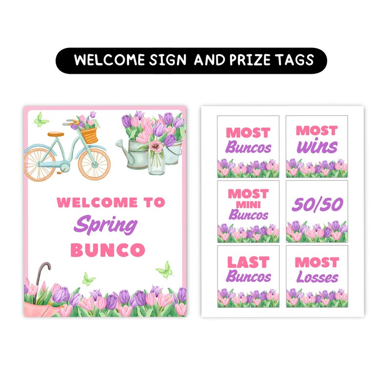 Spring Bunco Score Card Printable, Tally Sheets, Spring Themed Party ...