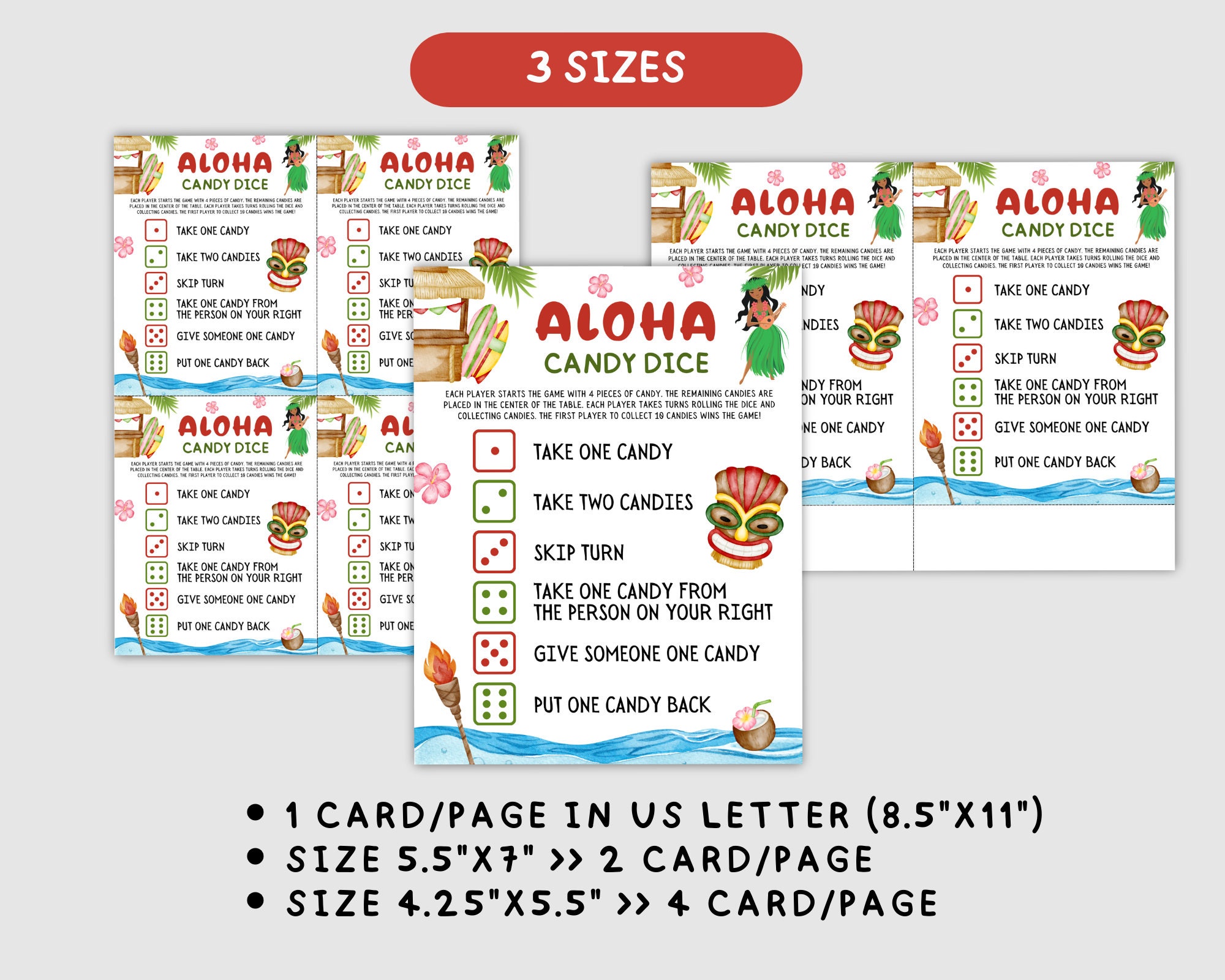 Aloha Candy Dice Game Printable, Summer Games Activities, Hawaiian ...