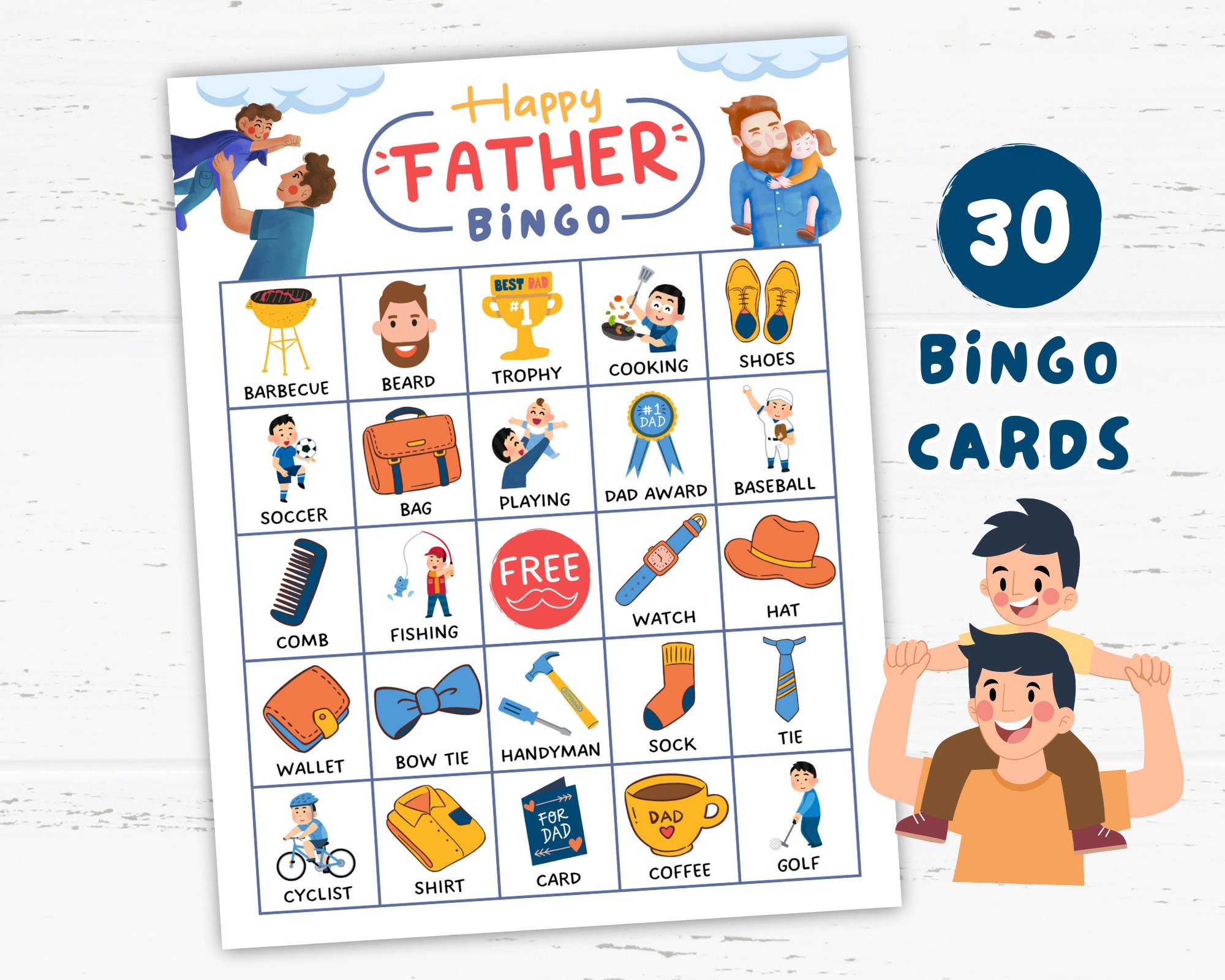 Father's Day Bingo Cards Printable, Father's Day Games, Father's Day ...
