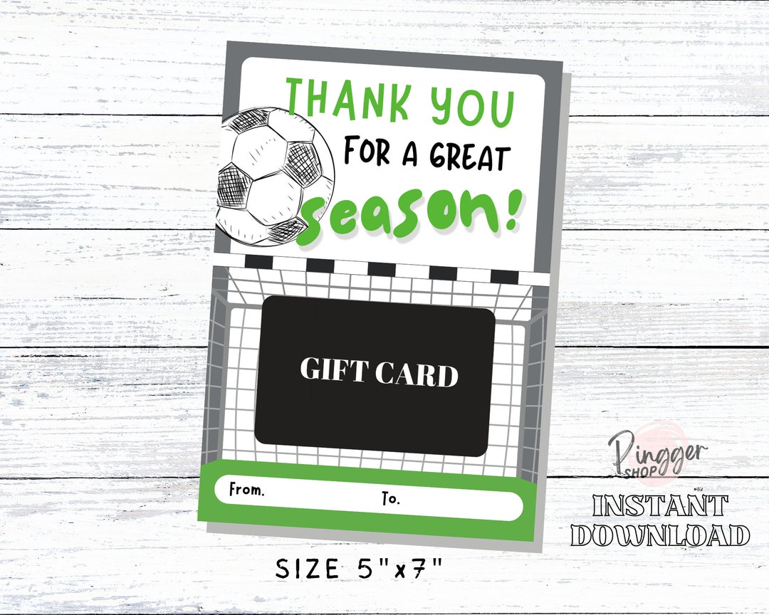 Soccer Coach Gift Card Holder, Thank You for A Great Season Soccer ...