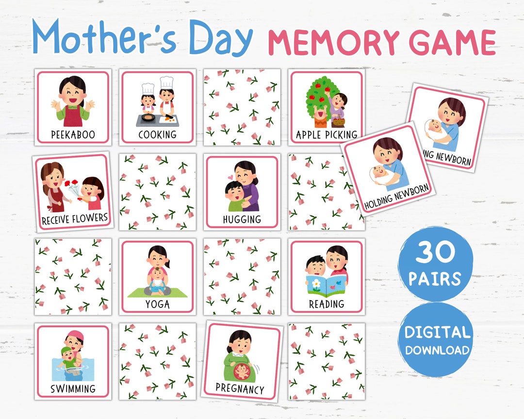 Mother's Day Memory Game Printable, Mother's Day Matching Game, Mother ...