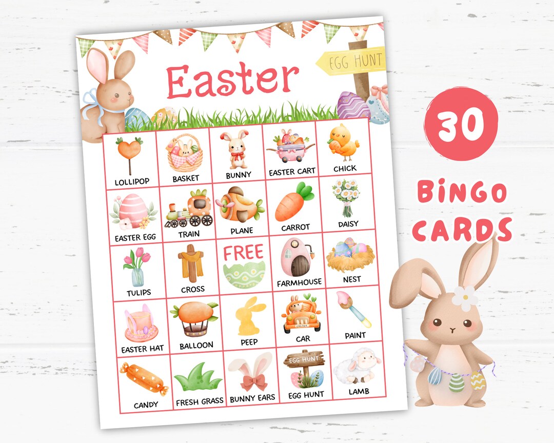 Easter Bingo Cards Printable, Easter Games for Kids and Adults, Easter ...
