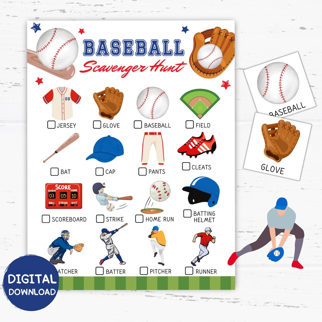 Baseball Scavenger Hunt Game Printable, Baseball Games, Baseball ...
