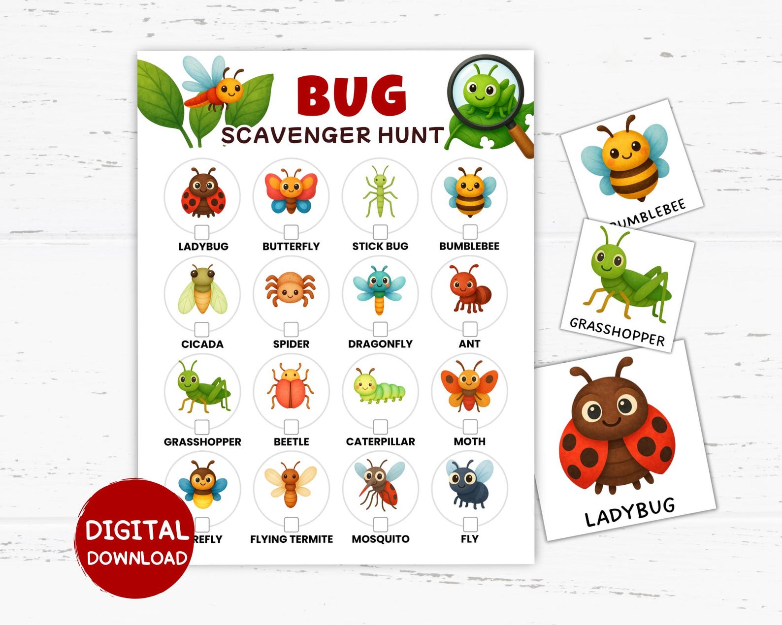 Bug Scavenger Hunt for Kids, Printable Insect Adventure Game, Camp ...