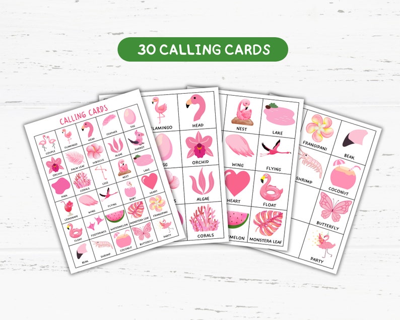 Flamingo Bingo Cards Printable, Pink Flamingo Games, Flamingo Party ...