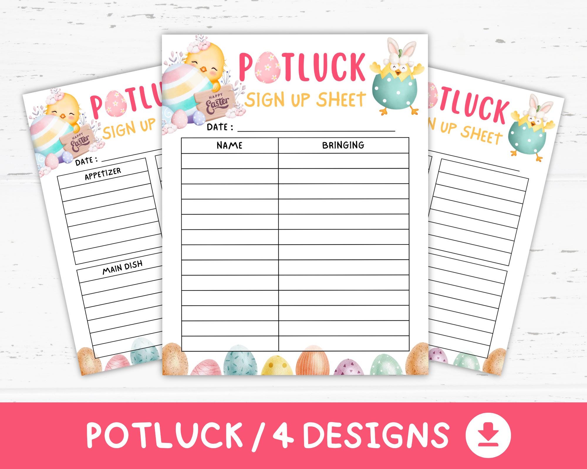 Easter Potluck Sign up Sheet Printable, Spring Potluck, Easter ...
