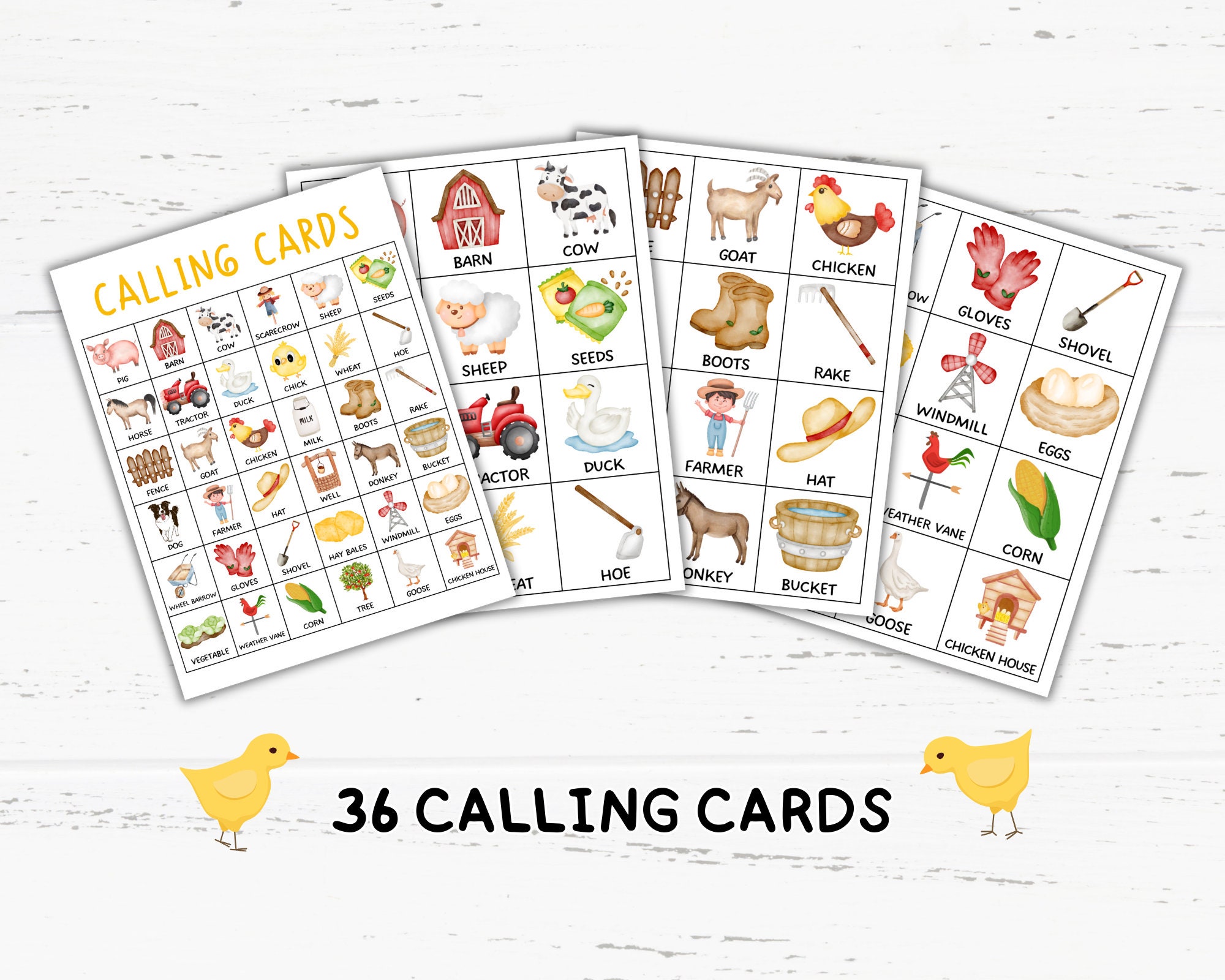 Farm Bingo Card Printable for Kids, Farm Games, Farm Party Favors, Farm ...