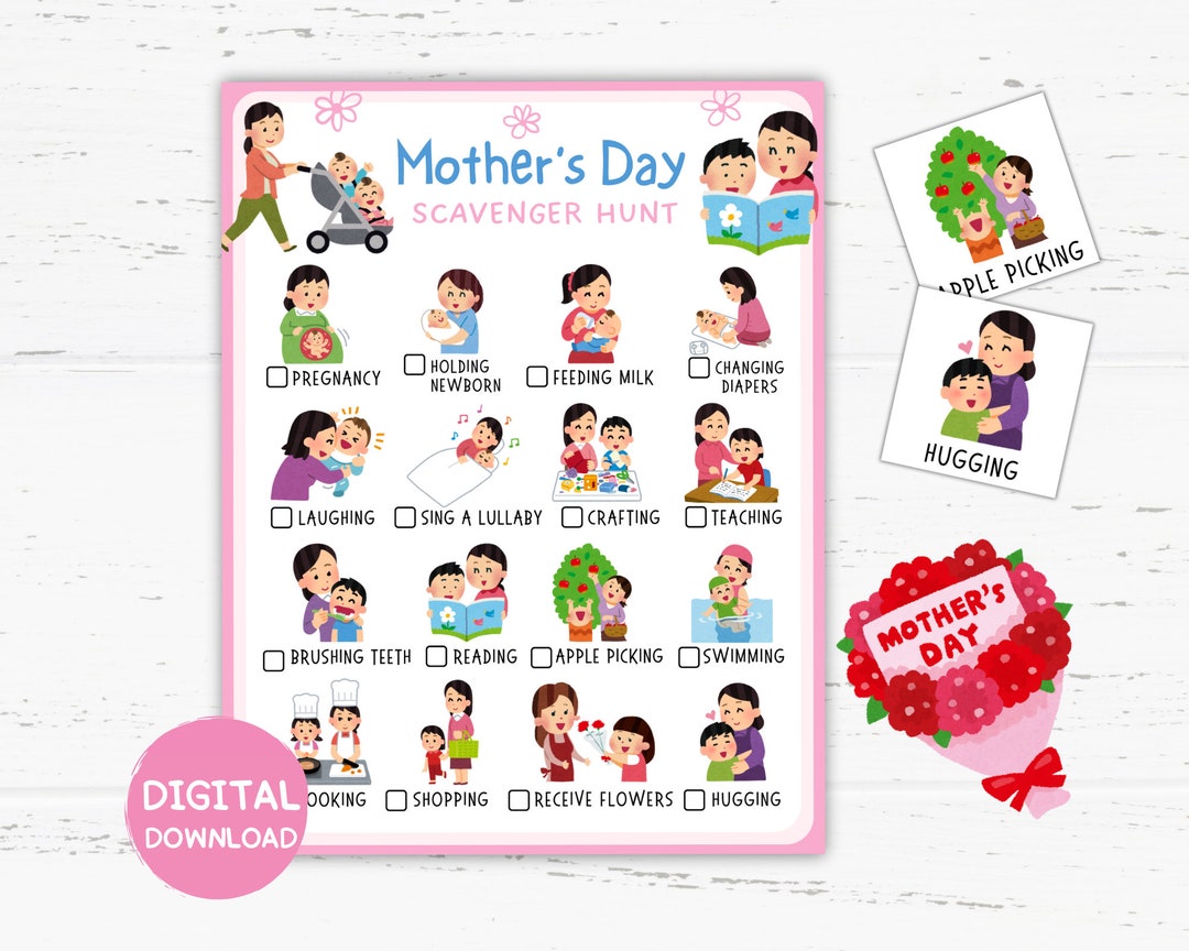 Mother's Day Scavenger Hunt Printable, Mother's Day Activities for Kids ...