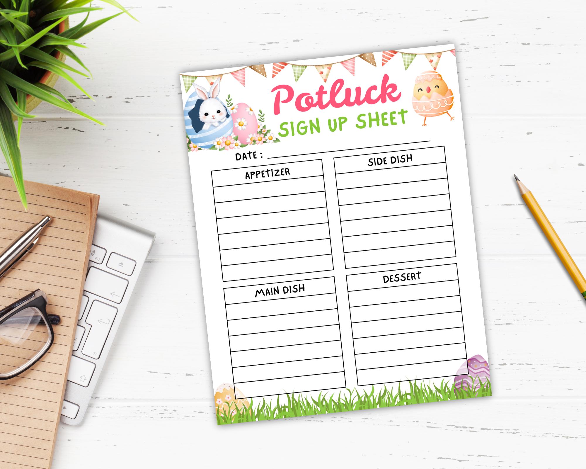 Easter Potluck Sign up Sheet Printable, Spring Potluck, Easter ...