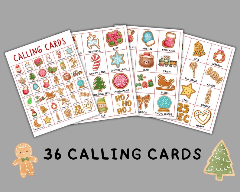 Gingerbread Bingo Cards Printable Christmas Bingo Games - Etsy