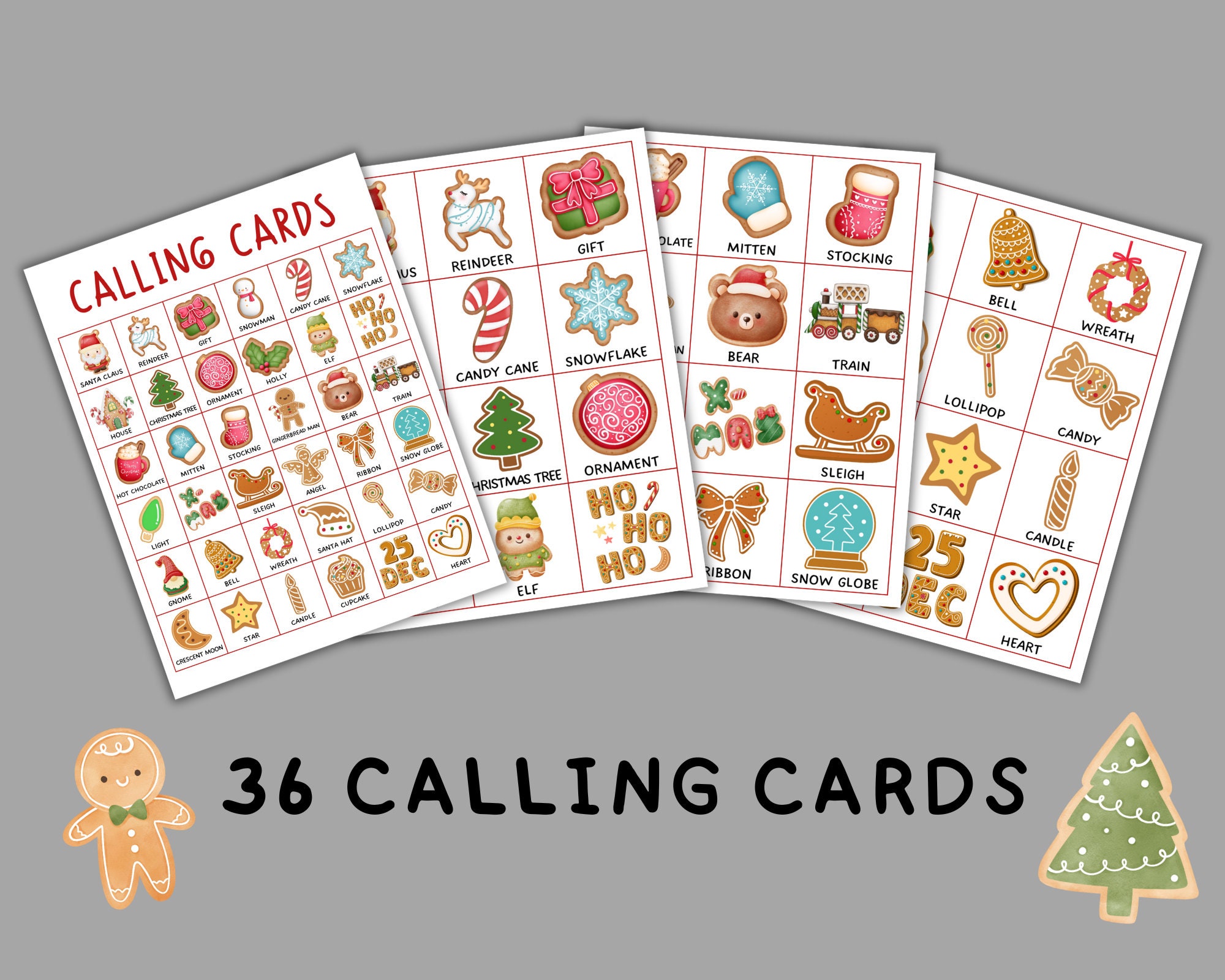 Gingerbread Bingo Cards Printable Christmas Bingo Games - Etsy