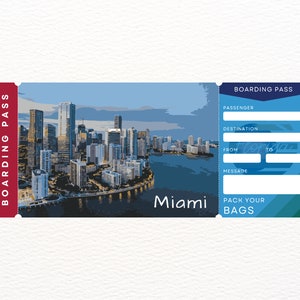 Surprise Trip to Miami, Boarding Pass Surprise Trip Printable, Airline ...