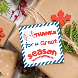 Baseball Cookie Tag Printable, Thanks for A Great Season Tag, Baseball ...