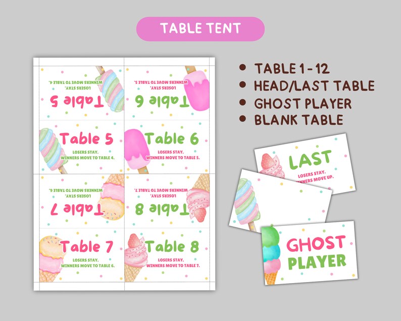 Ice Cream Bunco Score Cards Printable, Bunco Score Cards With Ice Cream ...