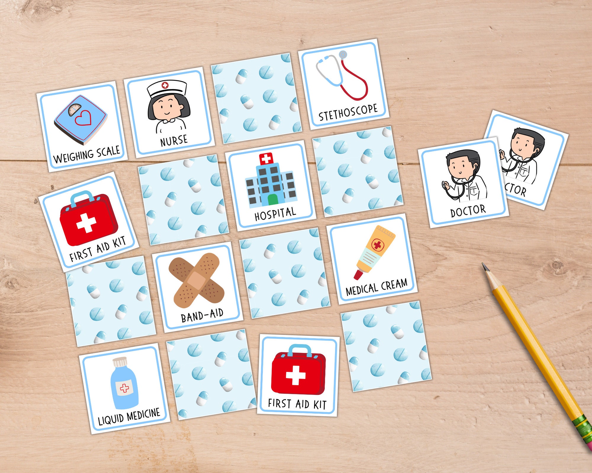 Medical Memory Game Printable, Medical Matching Game, Nurse Flashcards ...