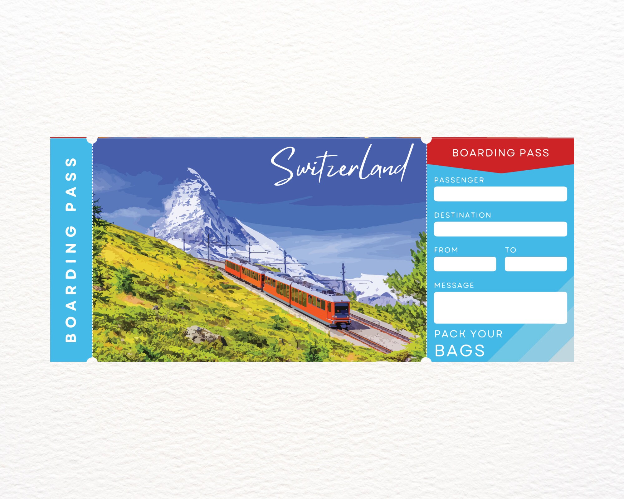 Switzerland Surprise Trip Ticket, Surprise Ticket, Boarding Pass Place ...