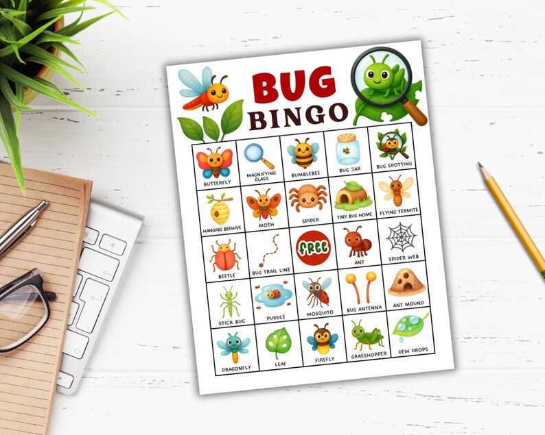 Bug Bingo Game 60 Cards Printable, Insect-themed Activity, Nature ...