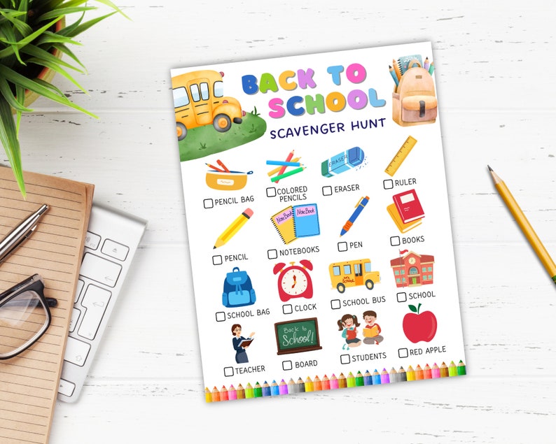 Back to School Scavenger Hunt Cards Printable, School Scavenger Hunt ...