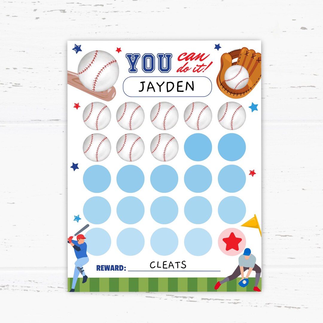 Baseball Reward Chart Printable, Sport Behavior Chart, Potty Training ...