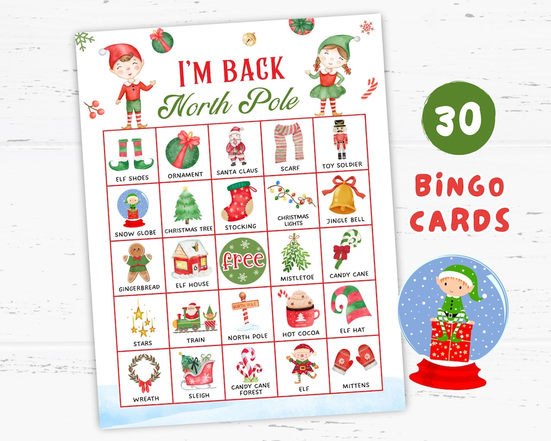 Elf Bingo Game Cards Printable, Christmas Bingo Sheets, Elf Games, Elf ...