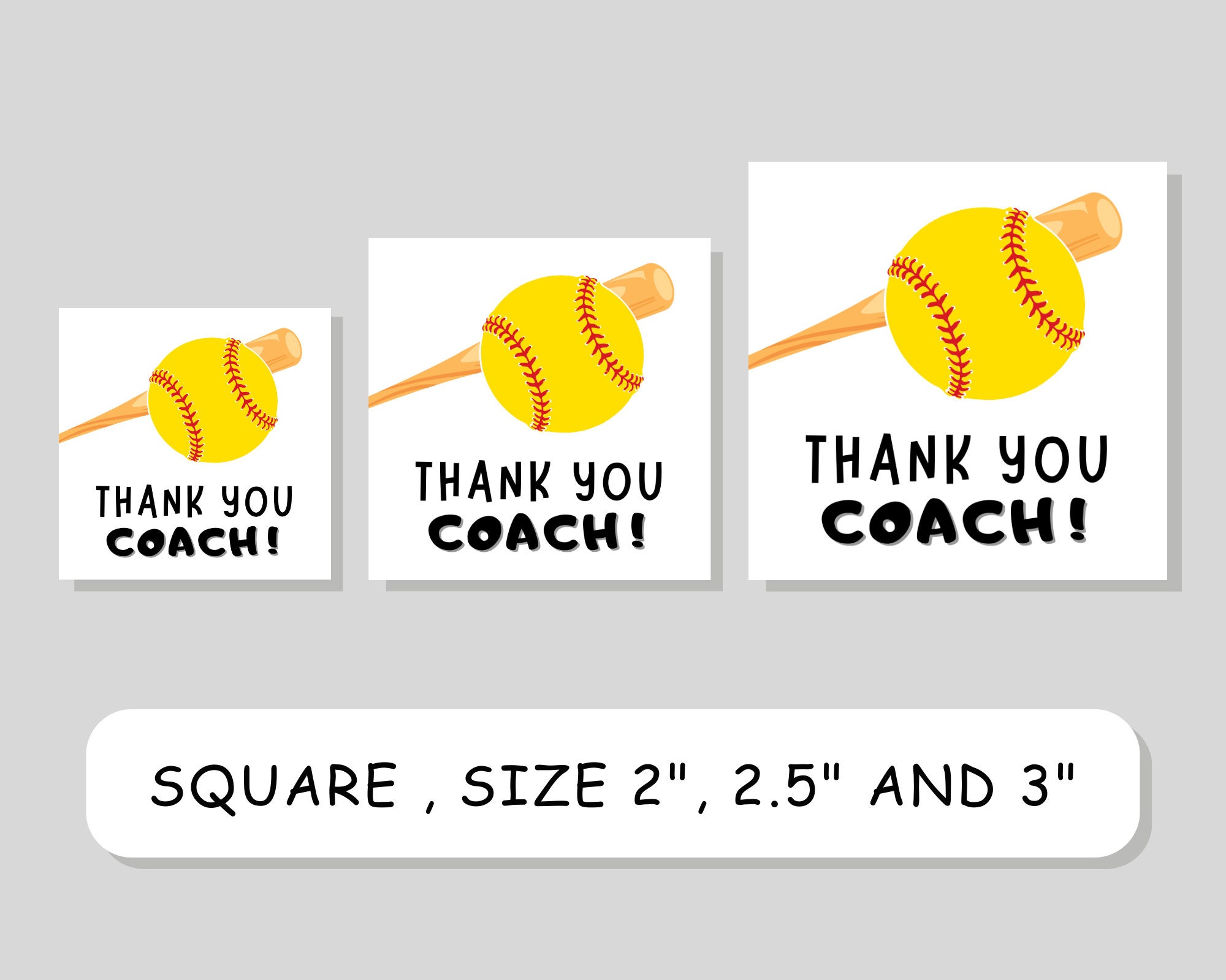 Softball Coach Thank You Tags Printable, Softball Gift Tags, Softball ...