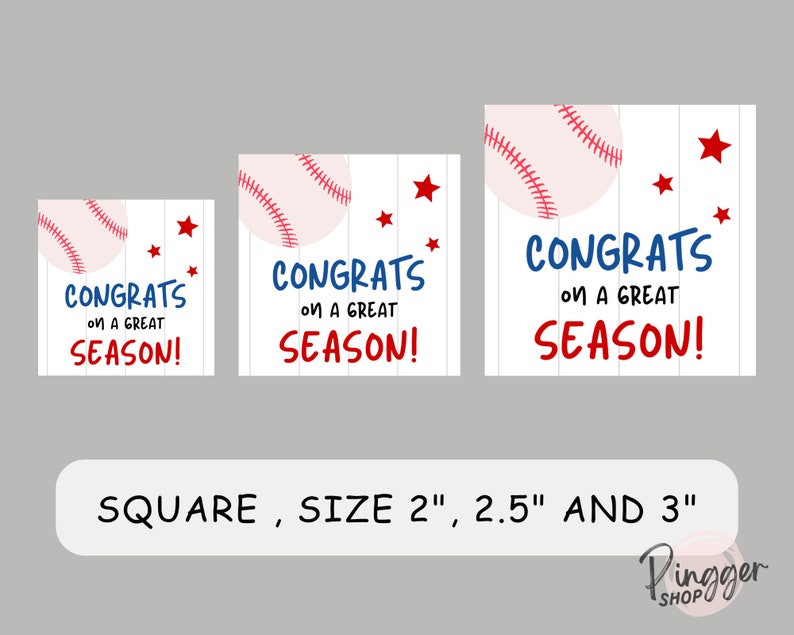 Congrats on a Great Season Tags, Baseball Congratulation Gift Tags ...