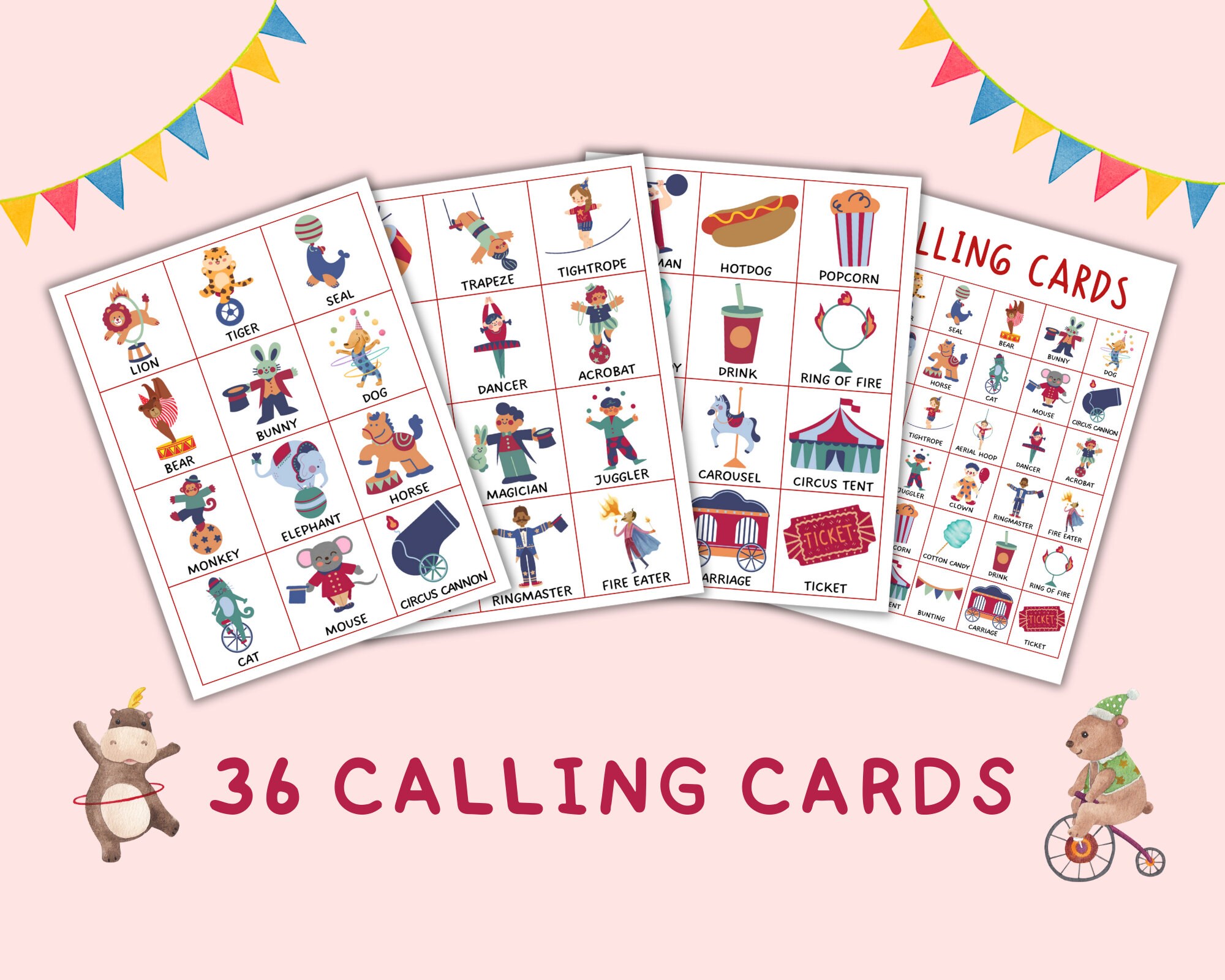 Circus Bingo Card Printable, Circus Games, Circus Birthday Bingo ...