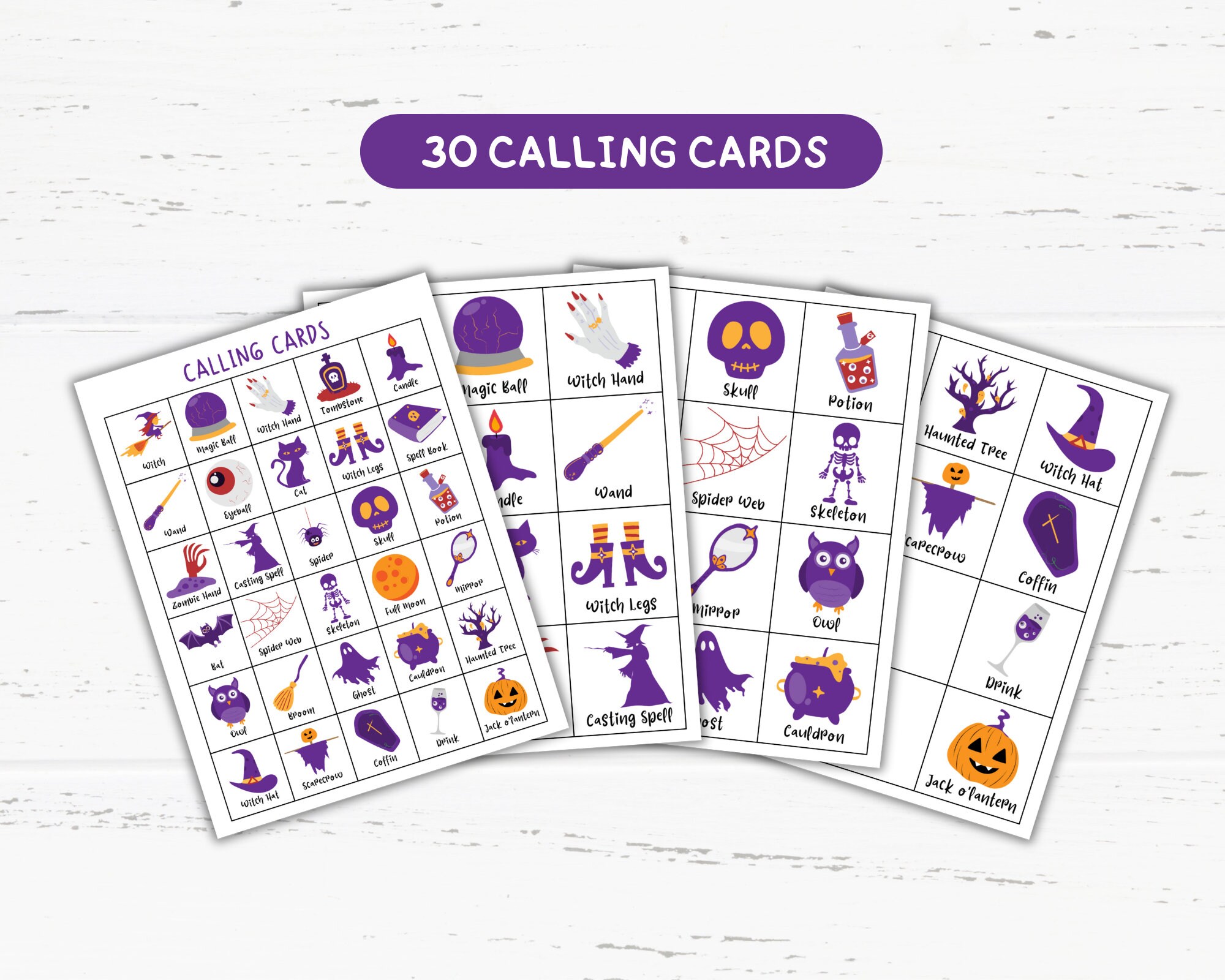 Witch Bingo Cards Printable, Halloween Bingo Game Cards, Witch ...