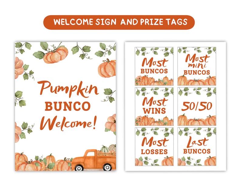 Pumpkin Patch Bunco Printable, Fall Bunco Score Cards, Bunco Tally ...