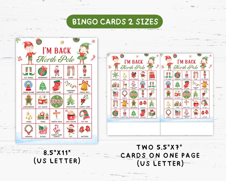 Elf Bingo Game Cards Printable, Christmas Bingo Sheets, Elf Games, Elf ...