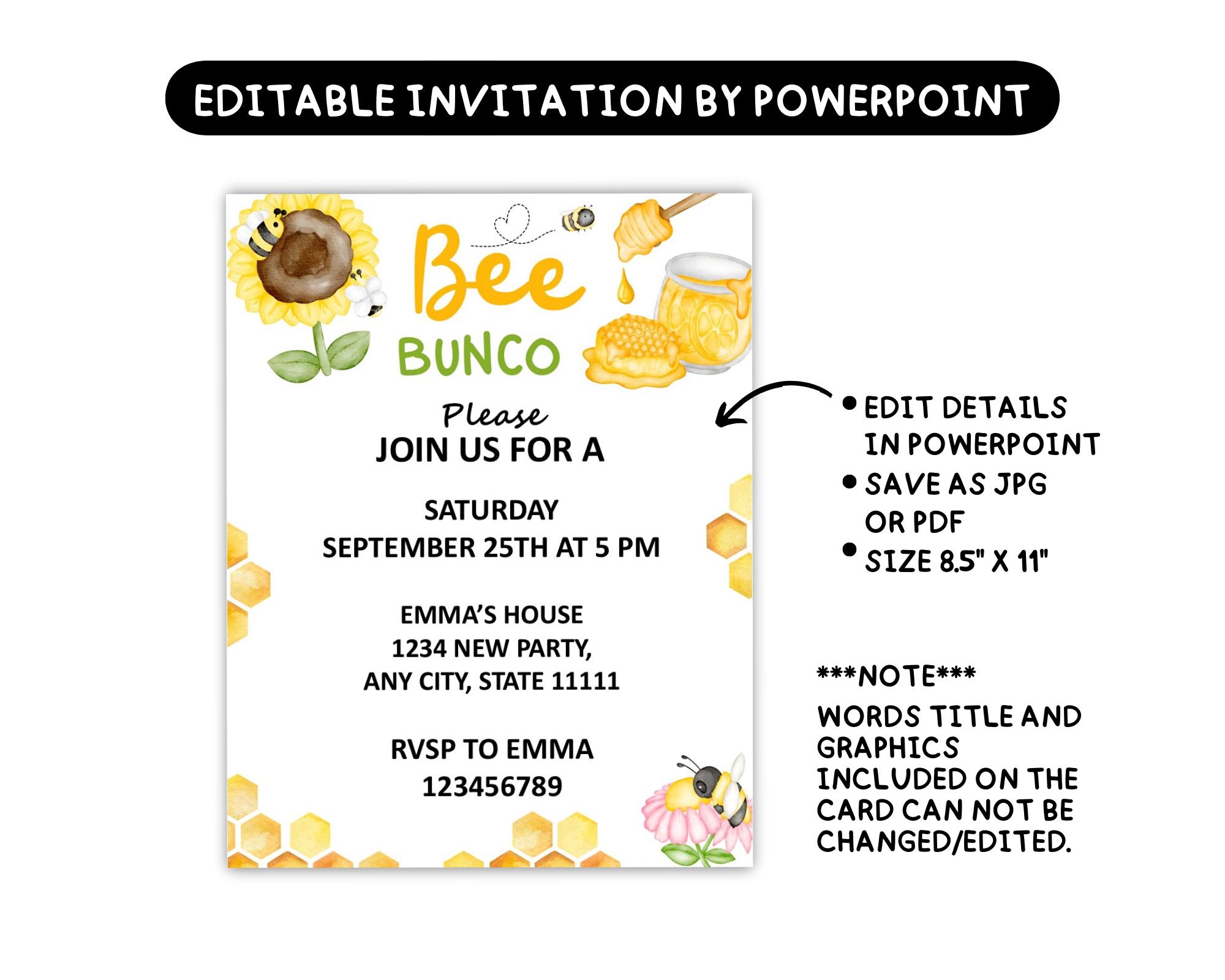 Bee Bunco Score Card Printable 4 and 6 Games, Tally Sheets, Bee Games ...