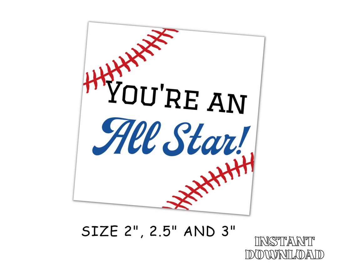 You're an All Star Baseball Tags Printable, Baseball Cookie Tag ...