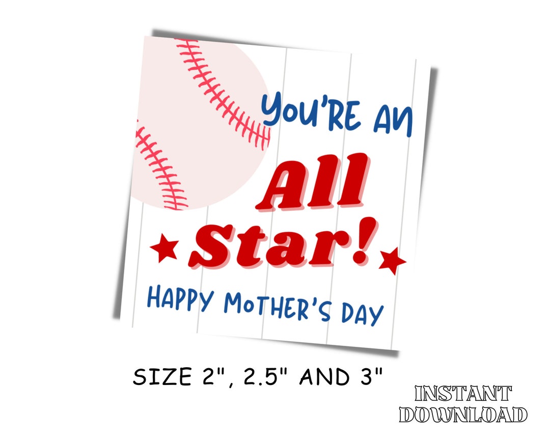 Mother's Day Gift Tags Printable, Baseball Cookie Tag, You're an All ...